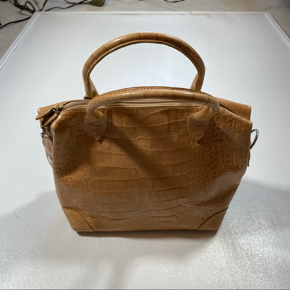 Tan Crocodile Alligator Print Purse Handbag Shoulder … - Gem